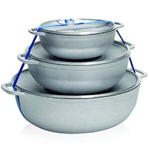 imusa usa r200-caldero22c traditional colombian natural caldero set 3-piece (1.6/3.2/4.6) quart, silver (dutch oven set)