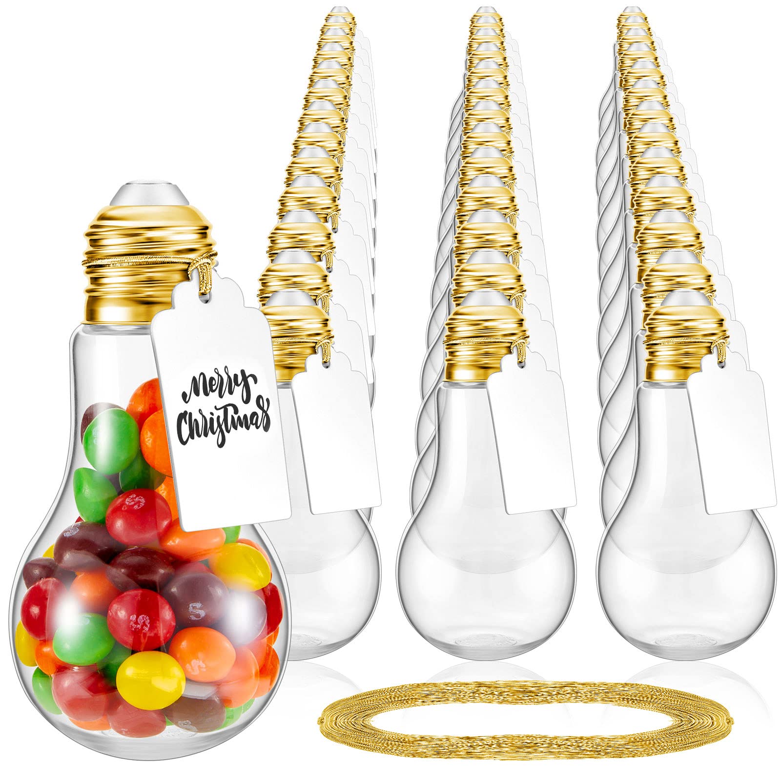 Tessco 72 Pieces 100 ml Plastic Light Bulb Jars with Labels, Light Bulb Candy Containers Clear Candy Jars Fillable Lightbulb Ornaments for Crafts 2023 Graduation Party Favors Drink