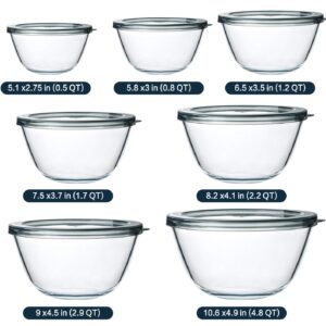 MCIRCO 8 Pcs Glass Baking Dish Set with Lids, 14 Pcs Glass Mixing Bowls Set with Lids, Fridge, Microwave, Oven, Dishwasher Friendly, For Cooking, Baking