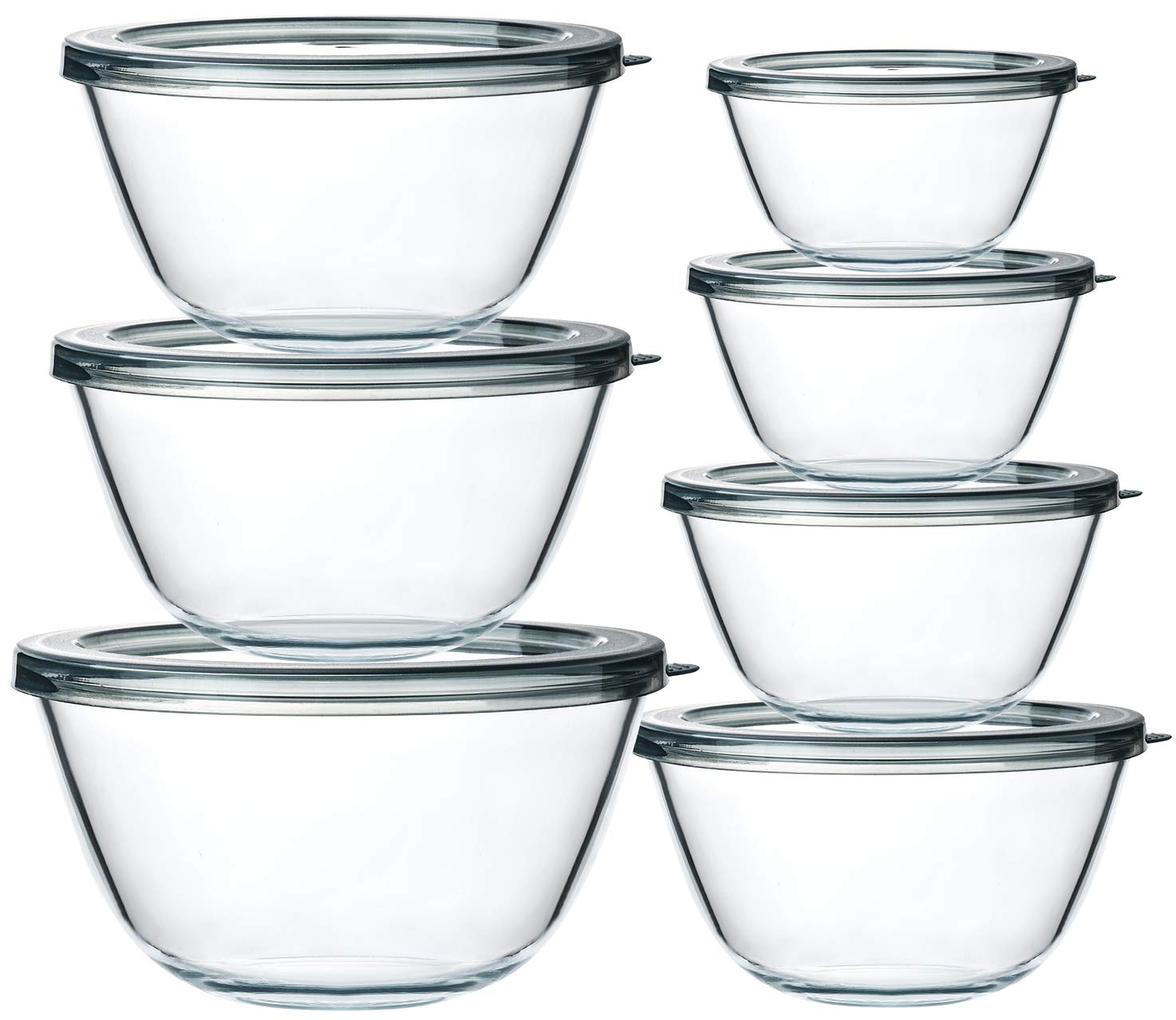 MCIRCO 8 Pcs Glass Baking Dish Set with Lids, 14 Pcs Glass Mixing Bowls Set with Lids, Fridge, Microwave, Oven, Dishwasher Friendly, For Cooking, Baking