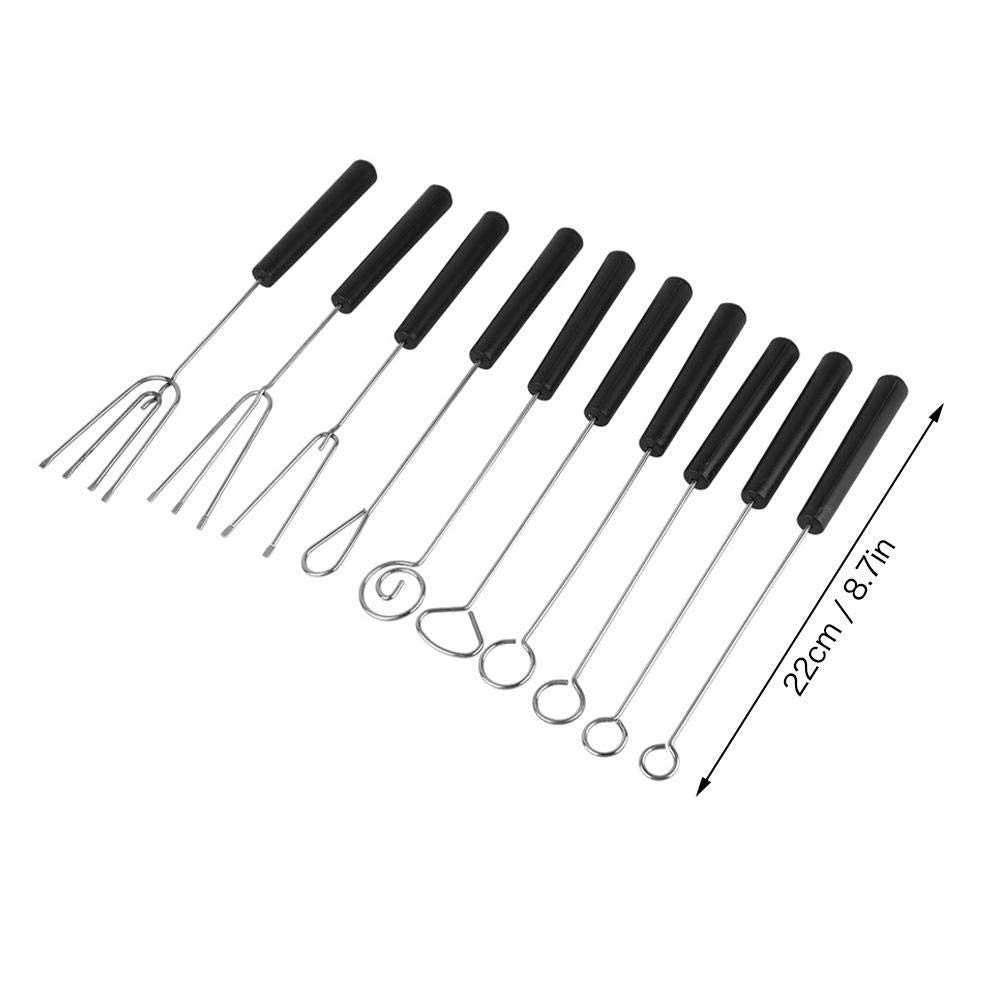 10pcs Chocolate Dipping Fork Set Baking Supplies Stainless Steel Fondue Forks DIY Decorating Tool Set