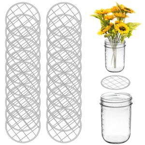 dland 20 pieces mason jar flower frog holder lid arrangement flower insert lid grid organizer lid metal with square grids for regular standard mouth canning jar.