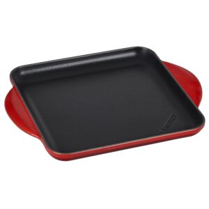 le creuset enamaled cast iron square griddle, 9.5", cerise