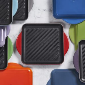 Le Creuset Enamaled Cast Iron Square Griddle, 9.5", Cerise