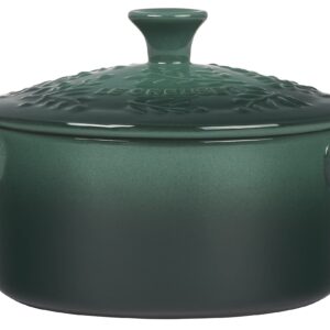 Le Creuset Olive Branch Collection Stoneware Mini Round Cocotte, 24 oz., Artichaut with Embossed Lid