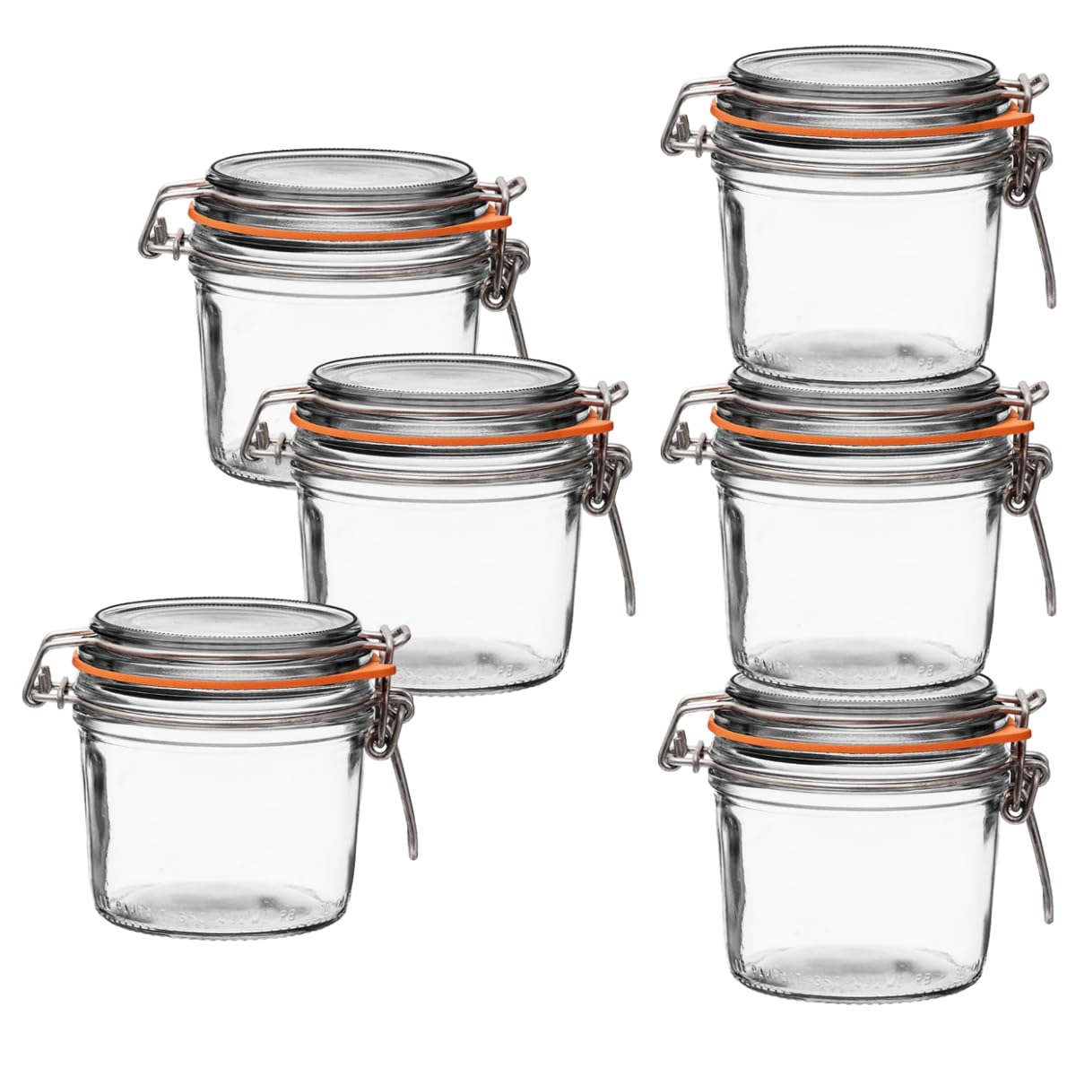 Le Parfait Super Terrine Jar | 12oz (Pack of 6) 350ml French Glass Jar, Airtight Rubber Seal & Glass Lid | Glass Jars for Kitchen Organization and Storage Containers for Essentials