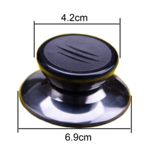 2 Sets Universal Pot Lid Cover Knob Handle Cookware Universal Replacement Pot Grip Knob Cap 2.7" Stainless Steel Base, Black+Silver