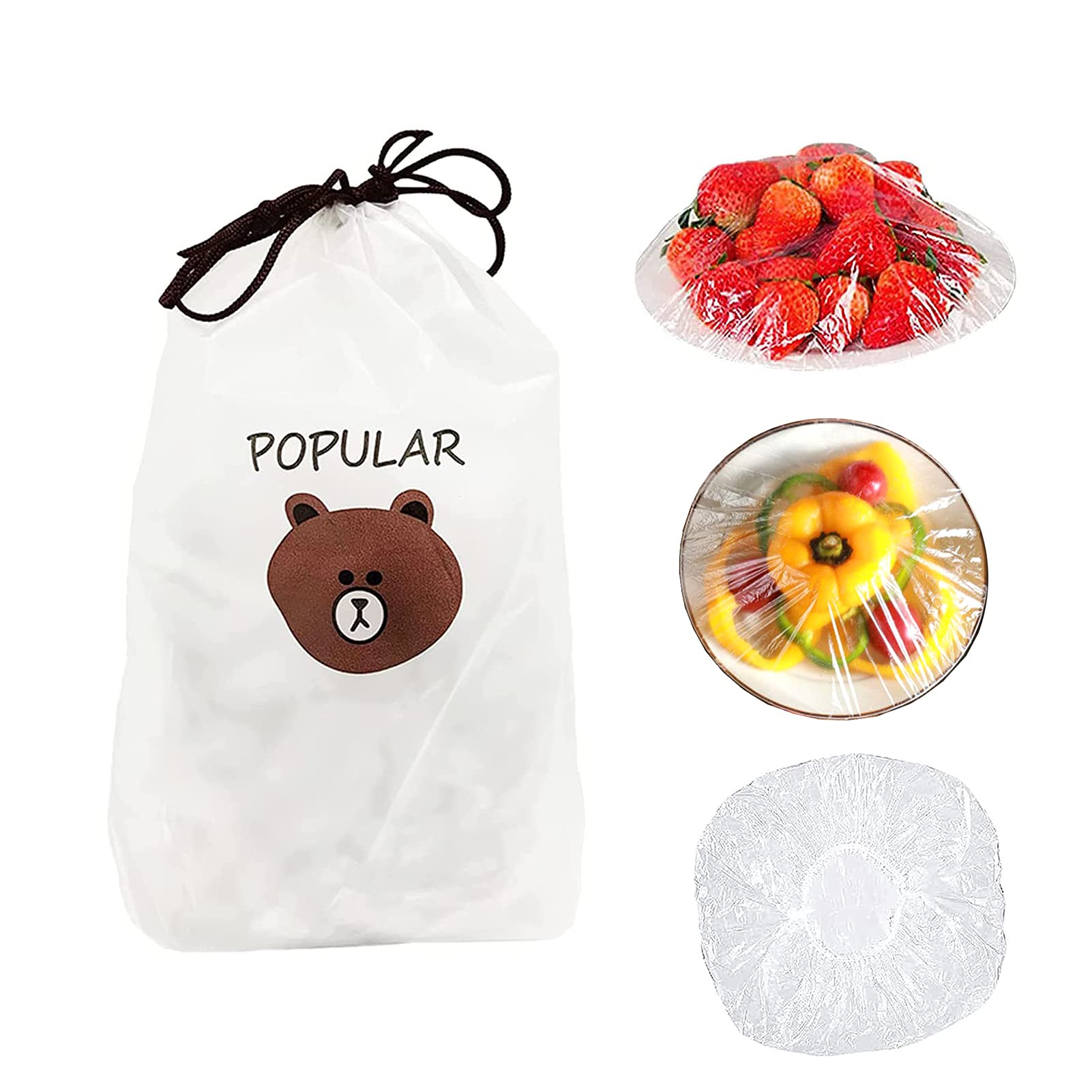 Fresh Keeping Bags 100 PCS, Reusable Elastic Food Storage Covers, Plastic Adjustable Sealing Bowl Lids, Fresh Keeping Caps, Stretch Wrap Food Covers for Outdoor Picnic Kitchen