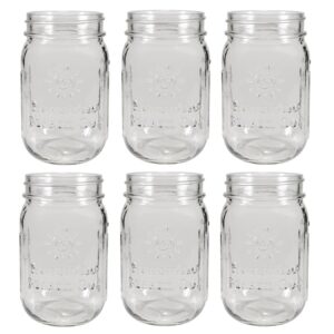 sunshine mason co. pint size (16 ounce, 473 ml) regular mouth drinking glass mason jars 6 pieces