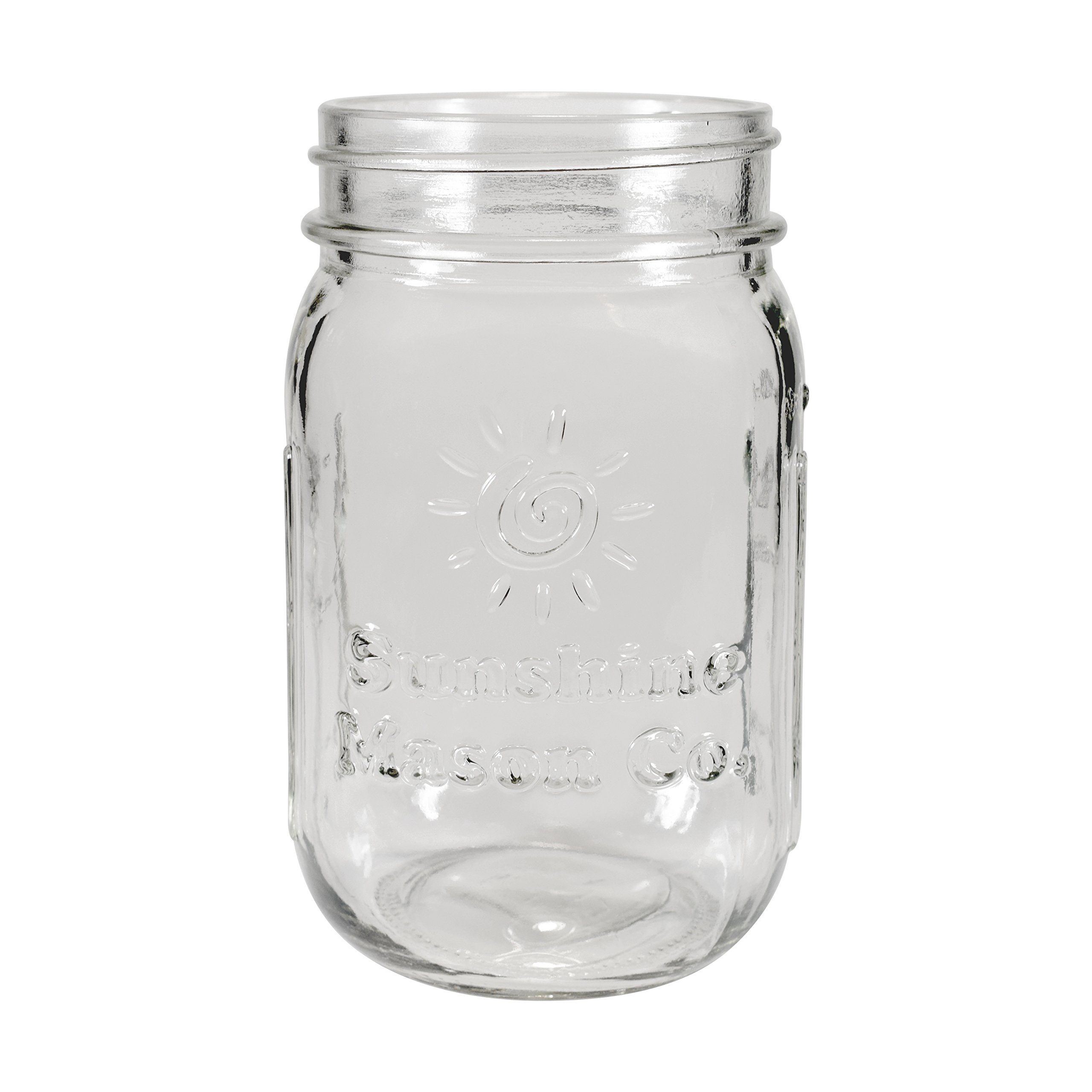 Sunshine Mason Co. Pint Size (16 ounce, 473 mL) Regular Mouth Drinking Glass Mason Jars 6 Pieces