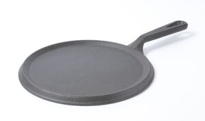 hawok 9.5 inch cast iron griddle. pre-seasoned comal round pan perfect for pancakes, pizzas, and quesadillas.…