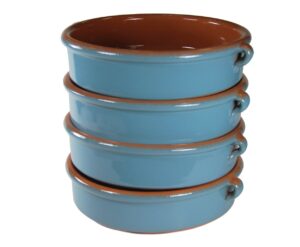 mediterranean blue terra cotta cazuelas, round - 8 inch (4 dishes)