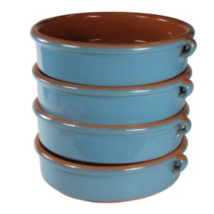 Mediterranean Blue Terra Cotta Cazuelas, Round - 8 Inch (4 Dishes)