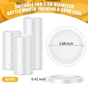 50Pcs Yogurt Jar Lids Set, Yogurt Container Lids Clear Plastic, Reusable Replacement Food Storage Lids for Yogurt Jar Sealing Rings Wide Mouth Storage(2.6inch)