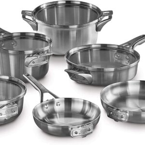 Calphalon Premier Space-Saving Stainless Steel Pots and Pans, 10-Piece Cookware Set