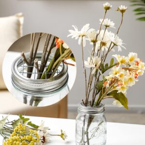 30 Pieces Mason Flower Jar Lid Mason Jar Lids with Straw Hole Stainless Steel Flower Insert Lid Insert Mason Grid Organizer Lid Decorative Flower Organizer Lid for Regular Mouth