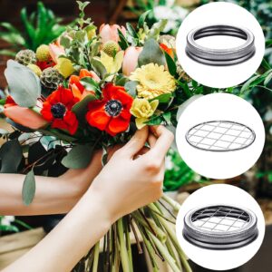 30 Pieces Mason Flower Jar Lid Mason Jar Lids with Straw Hole Stainless Steel Flower Insert Lid Insert Mason Grid Organizer Lid Decorative Flower Organizer Lid for Regular Mouth