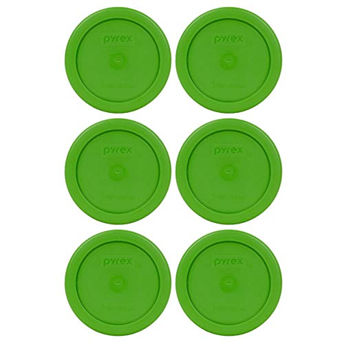 Pyrex Bundle - 6 Items: 7202-PC 1-Cup Lawn Green Plastic Food Storage Lids Made in the USA