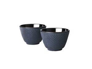 bredemeijer cast iron teacups ceramic lined set of 2 blue xilin