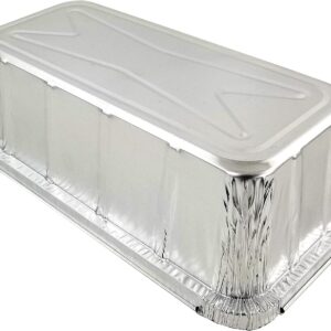 D&W Fine Pack A86 2 lb. Aluminum Foil Loaf/Bread Pan Tins w/Foil Board Lid (Pack of 25 Sets)