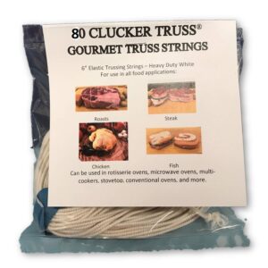 Clucker-Truss Gourmet Elastic Trussing Strings; 6 Inch White Heavy Duty (80 pack, White)