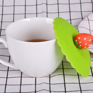 AKOAK 4 Pcs Lovely Fruit Lace Pattern Silicone Cup Lid, Creative Sealing Leakproof Glass Cup Lid Coffee Cup Suction Lid