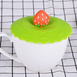 AKOAK 4 Pcs Lovely Fruit Lace Pattern Silicone Cup Lid, Creative Sealing Leakproof Glass Cup Lid Coffee Cup Suction Lid