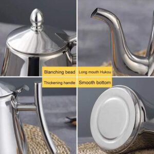 1L/1.5L Stainless Steel Water Kettle TeaPot Thicker With Filter Hotel Tea Pot Coffee Pot Induction Cooker Tea Kettle Gold Silver (1L gold)