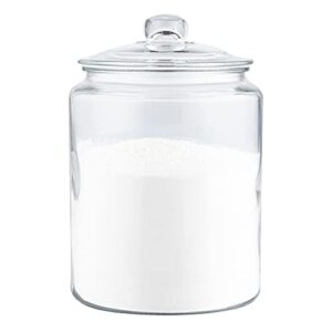 restaurantware vetri 1.6 gallon glass storage jar 1 dishwashable glass cookie jar - airtight seal wide opening clear glass candy jar knob handle lid for kitchen laundry or storage