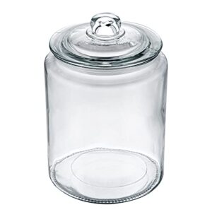 Restaurantware Vetri 1.6 Gallon Glass Storage Jar 1 Dishwashable Glass Cookie Jar - Airtight Seal Wide Opening Clear Glass Candy Jar Knob Handle Lid For Kitchen Laundry Or Storage