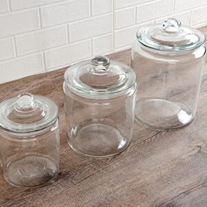 Restaurantware Vetri 1.6 Gallon Glass Storage Jar 1 Dishwashable Glass Cookie Jar - Airtight Seal Wide Opening Clear Glass Candy Jar Knob Handle Lid For Kitchen Laundry Or Storage