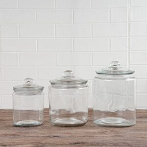 Restaurantware Vetri 1.6 Gallon Glass Storage Jar 1 Dishwashable Glass Cookie Jar - Airtight Seal Wide Opening Clear Glass Candy Jar Knob Handle Lid For Kitchen Laundry Or Storage