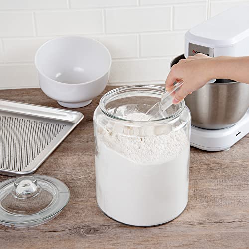 Restaurantware Vetri 1.6 Gallon Glass Storage Jar 1 Dishwashable Glass Cookie Jar - Airtight Seal Wide Opening Clear Glass Candy Jar Knob Handle Lid For Kitchen Laundry Or Storage