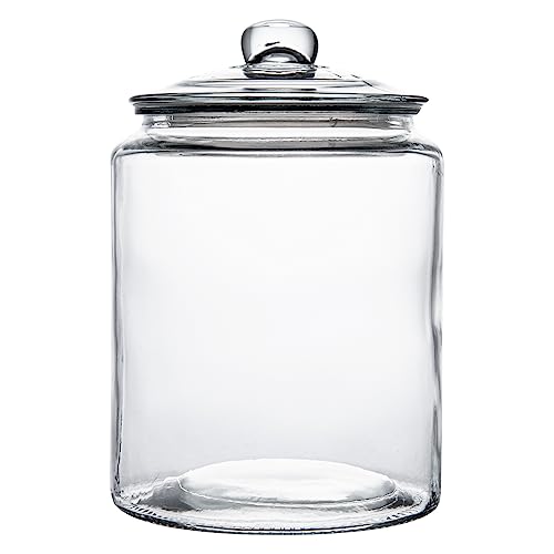 Restaurantware Vetri 1.6 Gallon Glass Storage Jar 1 Dishwashable Glass Cookie Jar - Airtight Seal Wide Opening Clear Glass Candy Jar Knob Handle Lid For Kitchen Laundry Or Storage