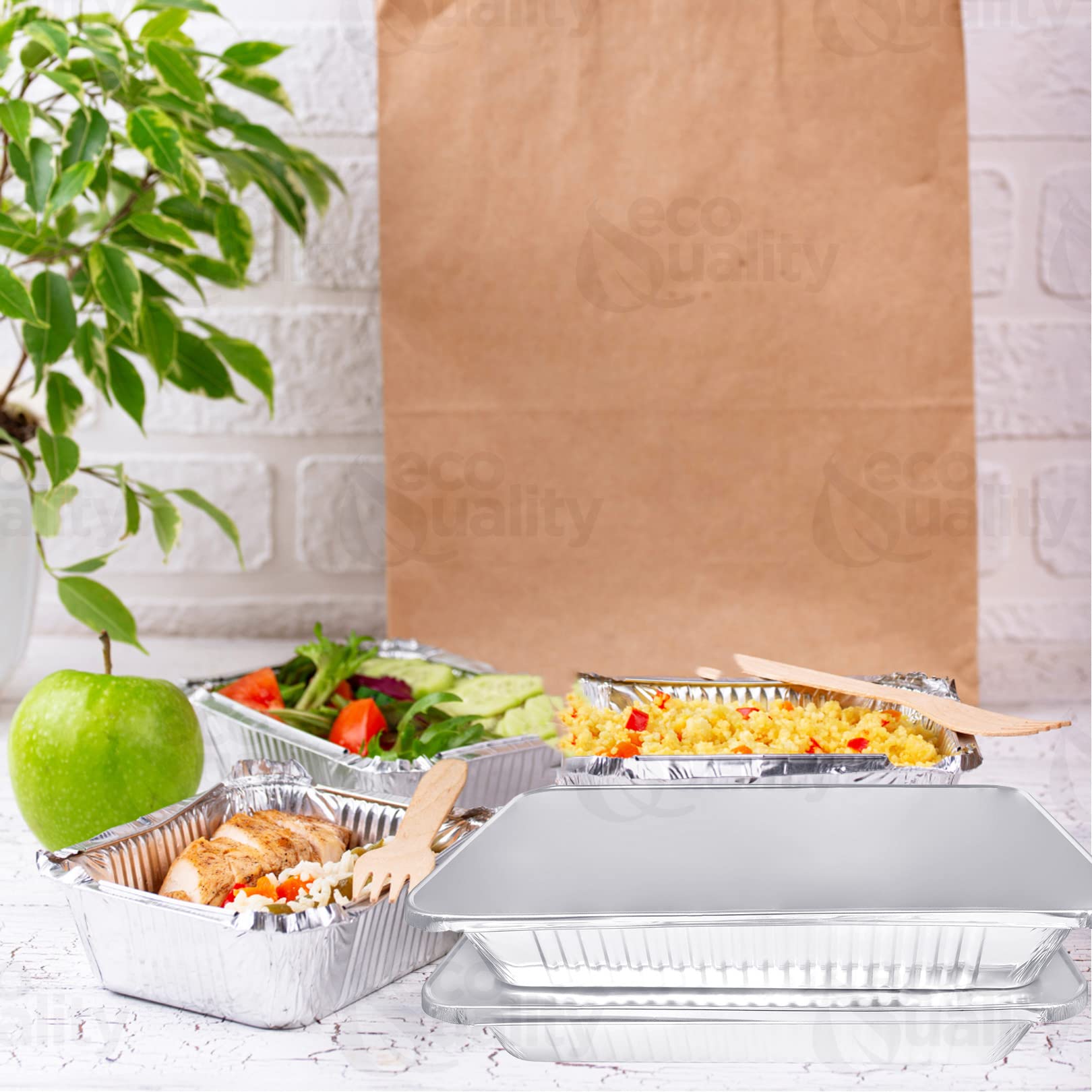 Heavy Duty Full Size Deep Aluminum Pans with Lids Foil Roasting & Steam Table Pan 21x13 inch - Deep Chafing Trays for Catering Disposable Large Pans for Baking, Reheating, Grilling (10 PACK)