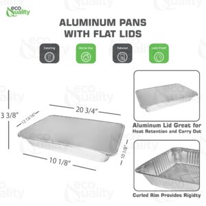 Heavy Duty Full Size Deep Aluminum Pans with Lids Foil Roasting & Steam Table Pan 21x13 inch - Deep Chafing Trays for Catering Disposable Large Pans for Baking, Reheating, Grilling (10 PACK)