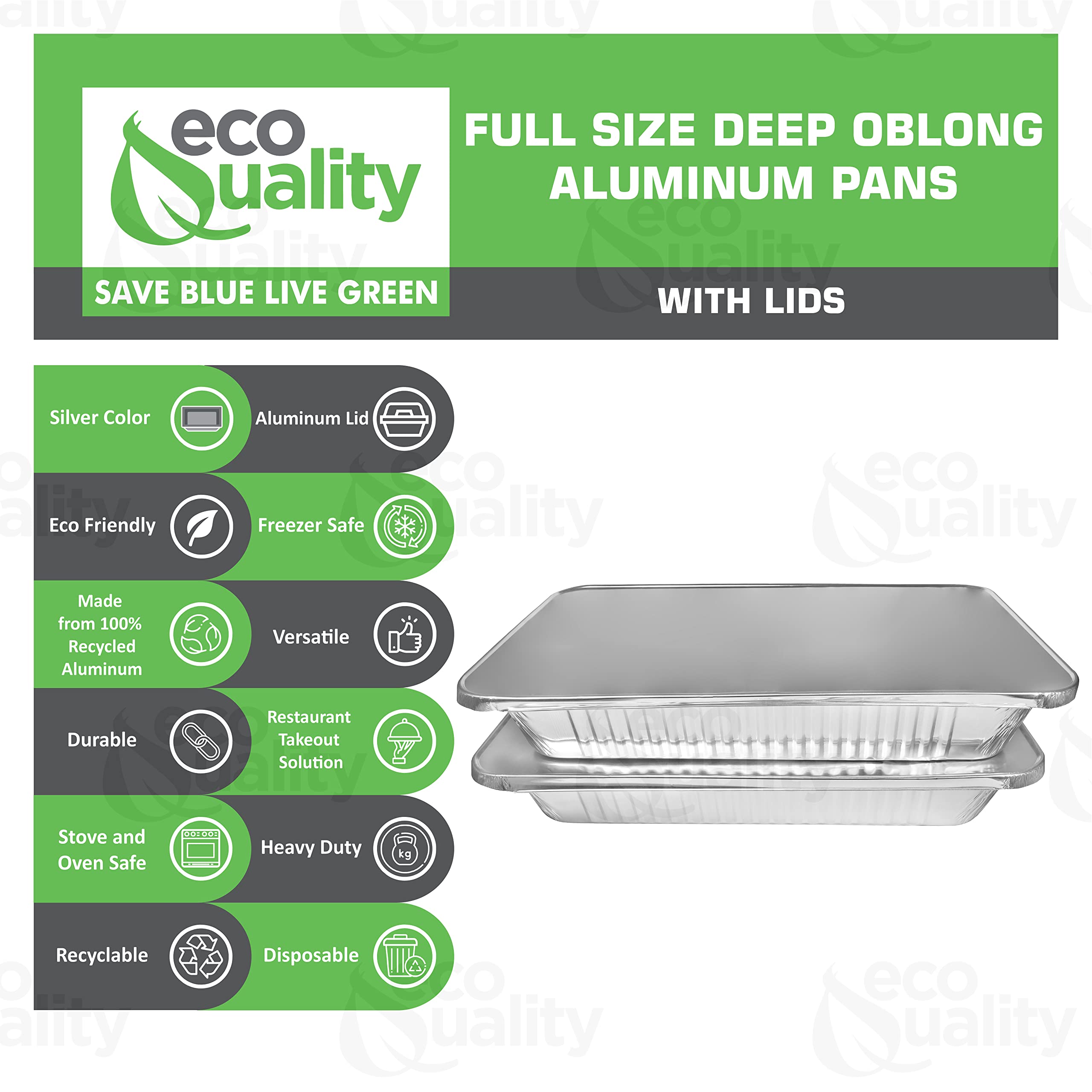 Heavy Duty Full Size Deep Aluminum Pans with Lids Foil Roasting & Steam Table Pan 21x13 inch - Deep Chafing Trays for Catering Disposable Large Pans for Baking, Reheating, Grilling (10 PACK)