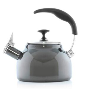 chantal enamel on steel whistling teakettle, 1.6 quart, onyx