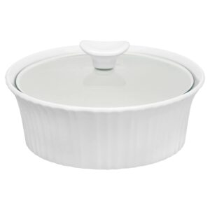 corningware french white 1.5-quart round casserole with glass lid