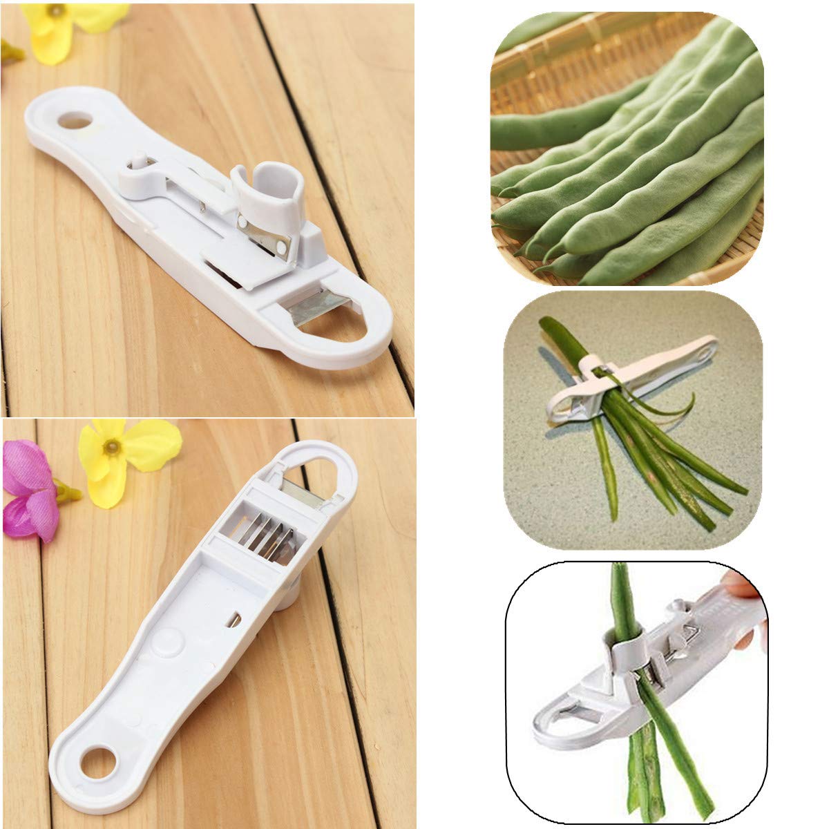 French Cut Green Beans String Bean Slicer - French Style Green Runner Bean Vegetable Slicer Cutter Remover Peeler - French Cut Green Bean Cutter