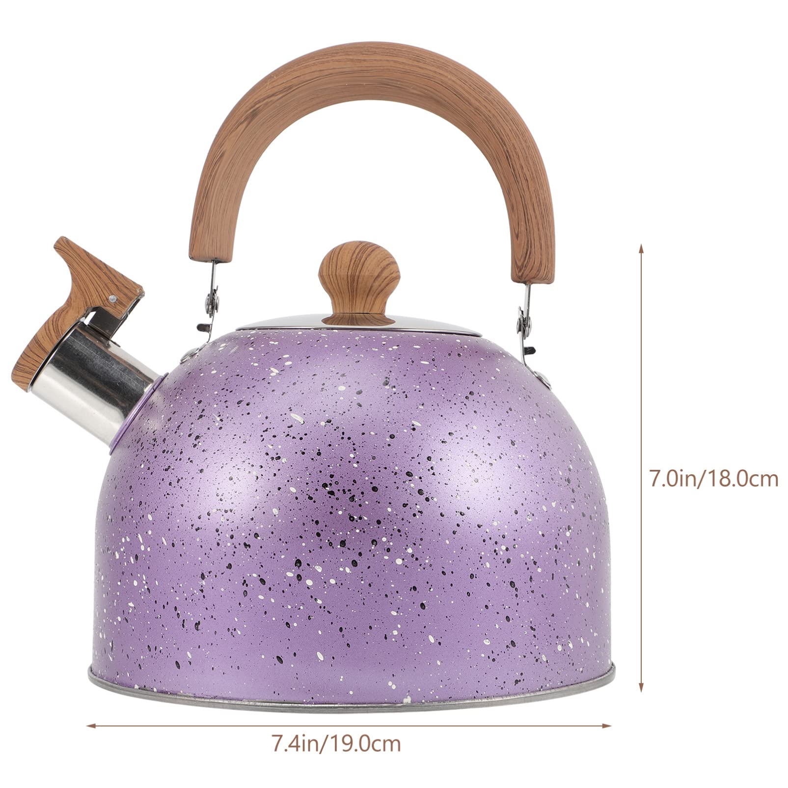 Hemoton Stovetop Tea Kettle Stainless Steel Whistling Teapot Water Kettle Stove Coffee Kettle with Cool Grip Ergonomic Handle for Boiling Water 2L Purple