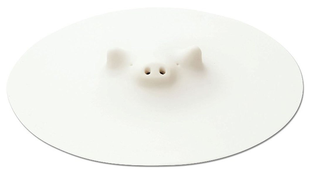 Marna K900 Pig Drop Lid, Large, 8.5 inches (21.5 cm), Silicone/White, Heated/Microwave/Dishwasher Safe