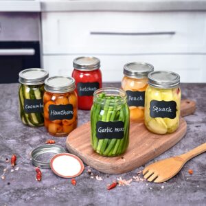 16oz Glass Mason Jars with lids Set of 12- wide mouth - Airtight Band + Marker & Labels - Canning Jars with Lids, Ideal for candle jars, Spice Jars, Wedding Favors, Meal Prep, Jelly Jar, Jam, Honey,