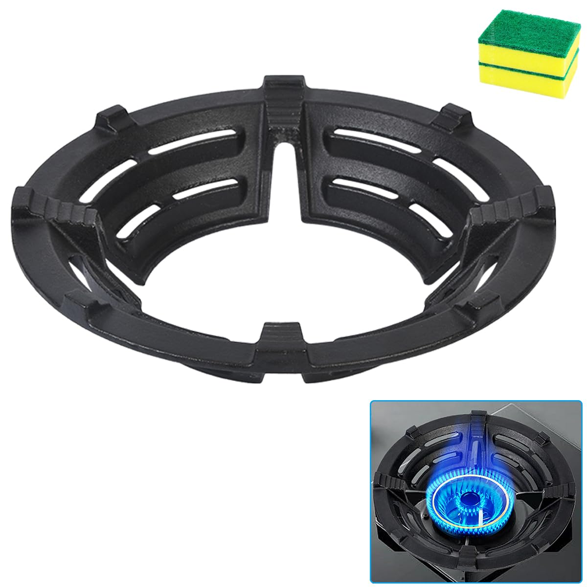 IEUYO Cast Iron Wok Support Ring Burner Ring for Gas Stove Rack Pot Holder Anti-skid Time-saving and Energy-saving for 4 claws racks or grates