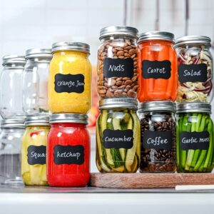 16oz Glass Mason Jars with lids Set of 12- wide mouth - Airtight Band + Marker & Labels - Canning Jars with Lids, Ideal for candle jars, Spice Jars, Wedding Favors, Meal Prep, Jelly Jar, Jam, Honey,