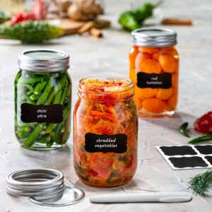 16oz Glass Mason Jars with lids Set of 12- wide mouth - Airtight Band + Marker & Labels - Canning Jars with Lids, Ideal for candle jars, Spice Jars, Wedding Favors, Meal Prep, Jelly Jar, Jam, Honey,