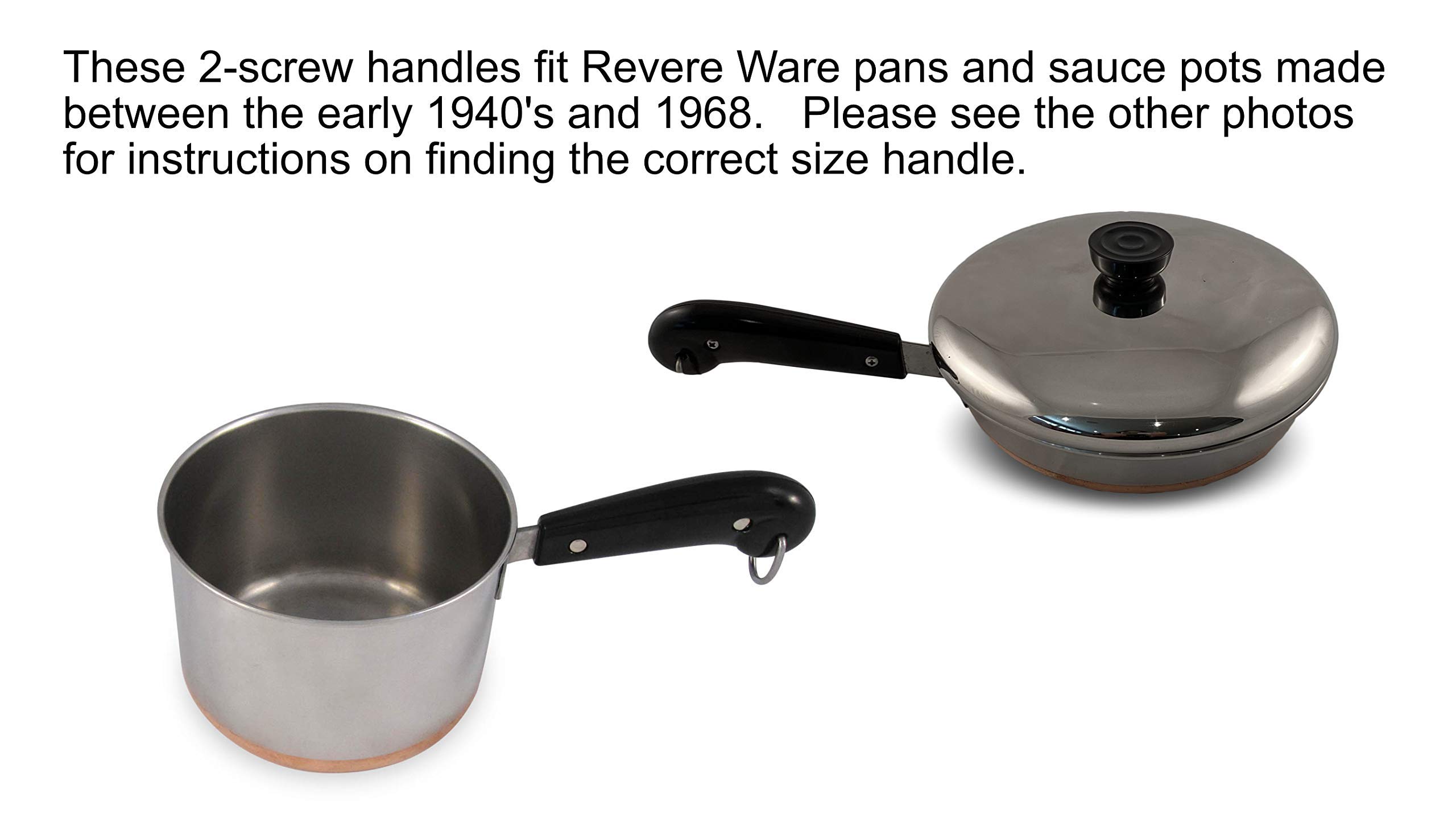 Medium 2-screw replacement handle for vintage Revere Ware pans