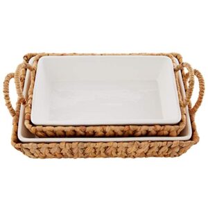 mud pie hyacinth basket set, small baker 7" x 11" | large baker 13" x 18 1/2"