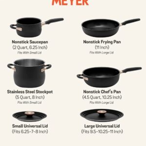 Meyer Accent Series - Hard Anodized Nonstick and Stainless Steel Pots and Pans / Essential Cookware Set, 6 Piece, Matte Black