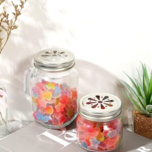 28 Pieces Daisy Jar Lids Regular Mouth Mason Jar Lids Daisy Cut Lids Storage Canning Lids Compatible with Straw Hole For Drinking Daisy Flower Jar Lids